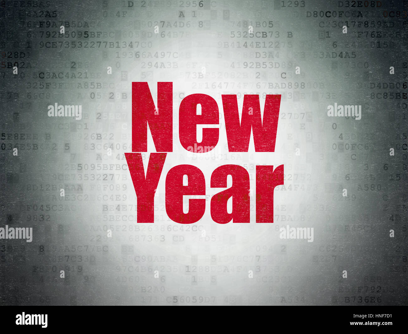Holiday concept: Painted red word New Year on Digital Data Paper ...