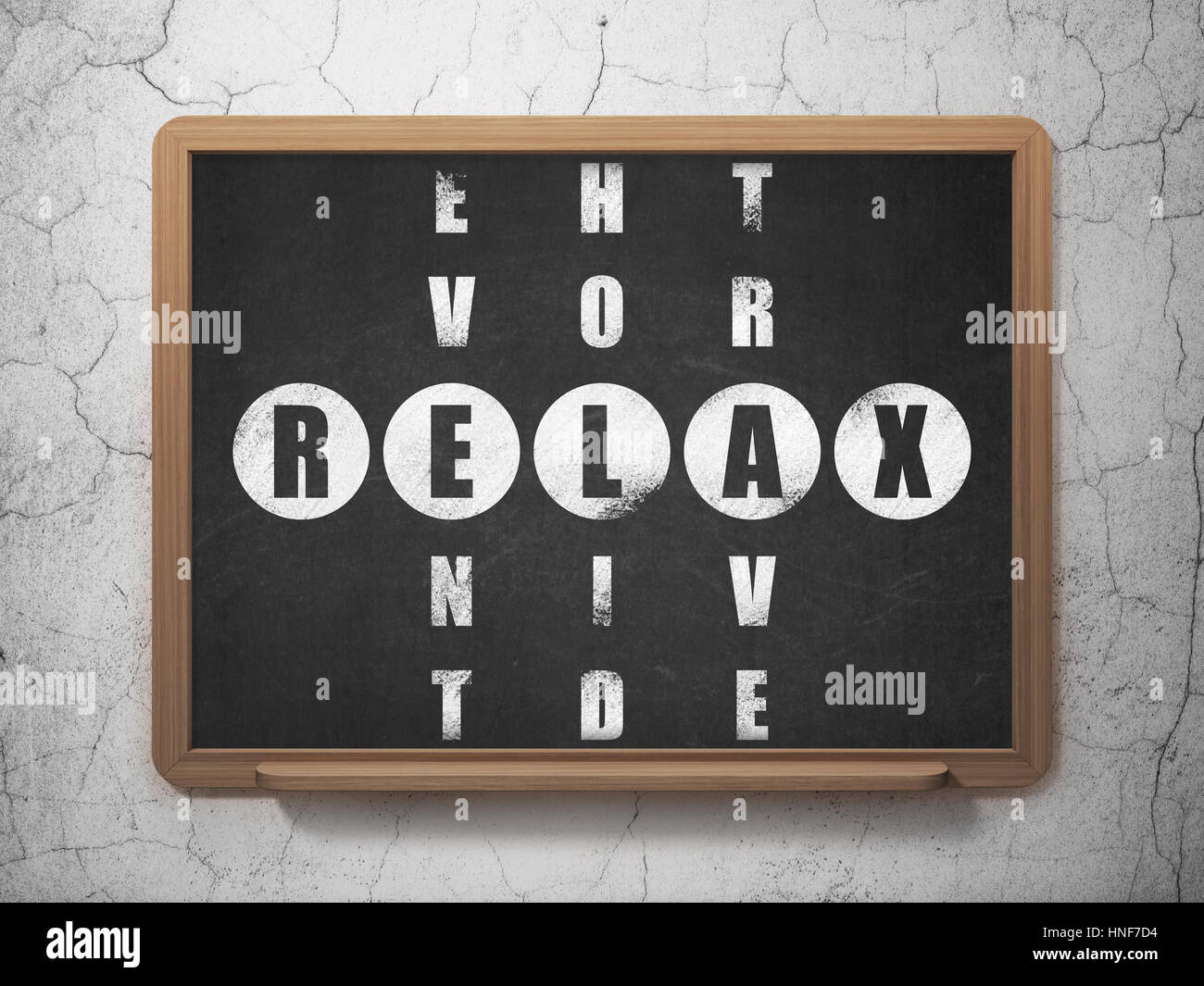 Entertainment, concept: Painted White word Relax in solving Crossword ...