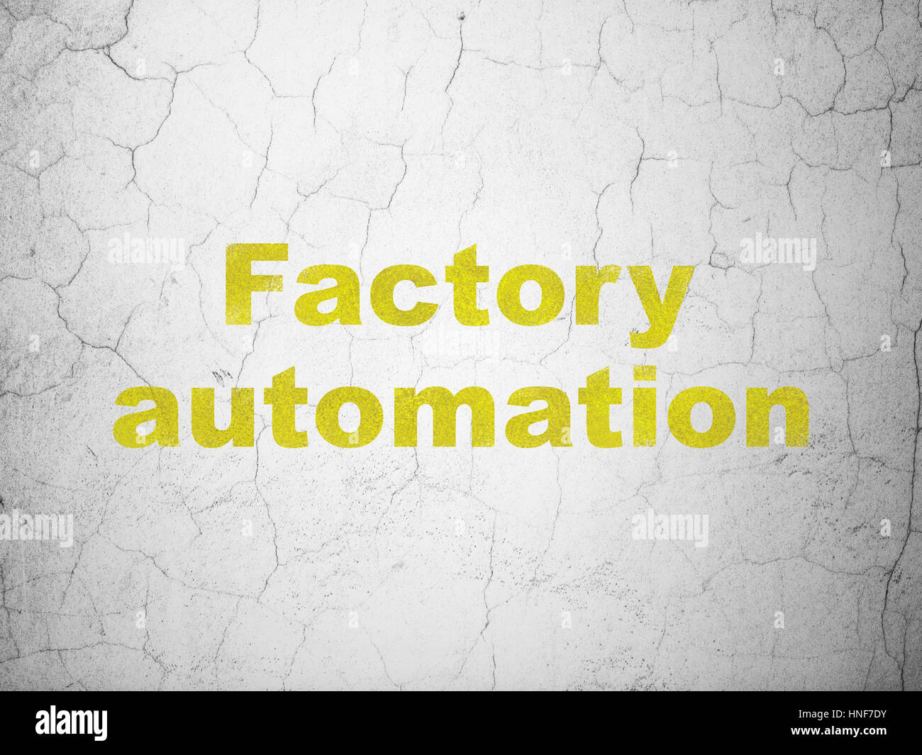 Industry concept: Yellow Factory Automation on textured concrete wall ...