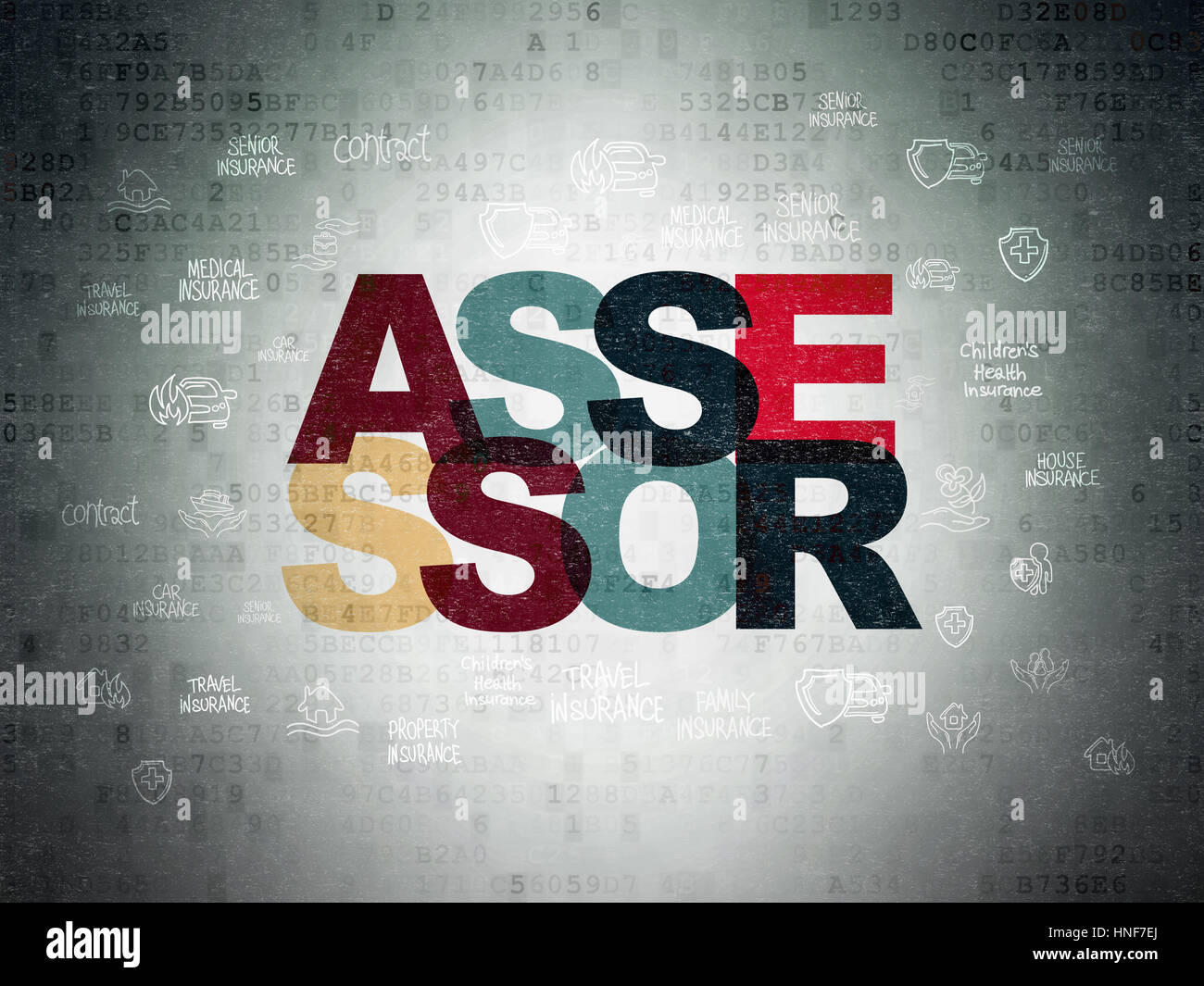 Insurance concept: Painted multicolor text Assessor on Digital Data ...