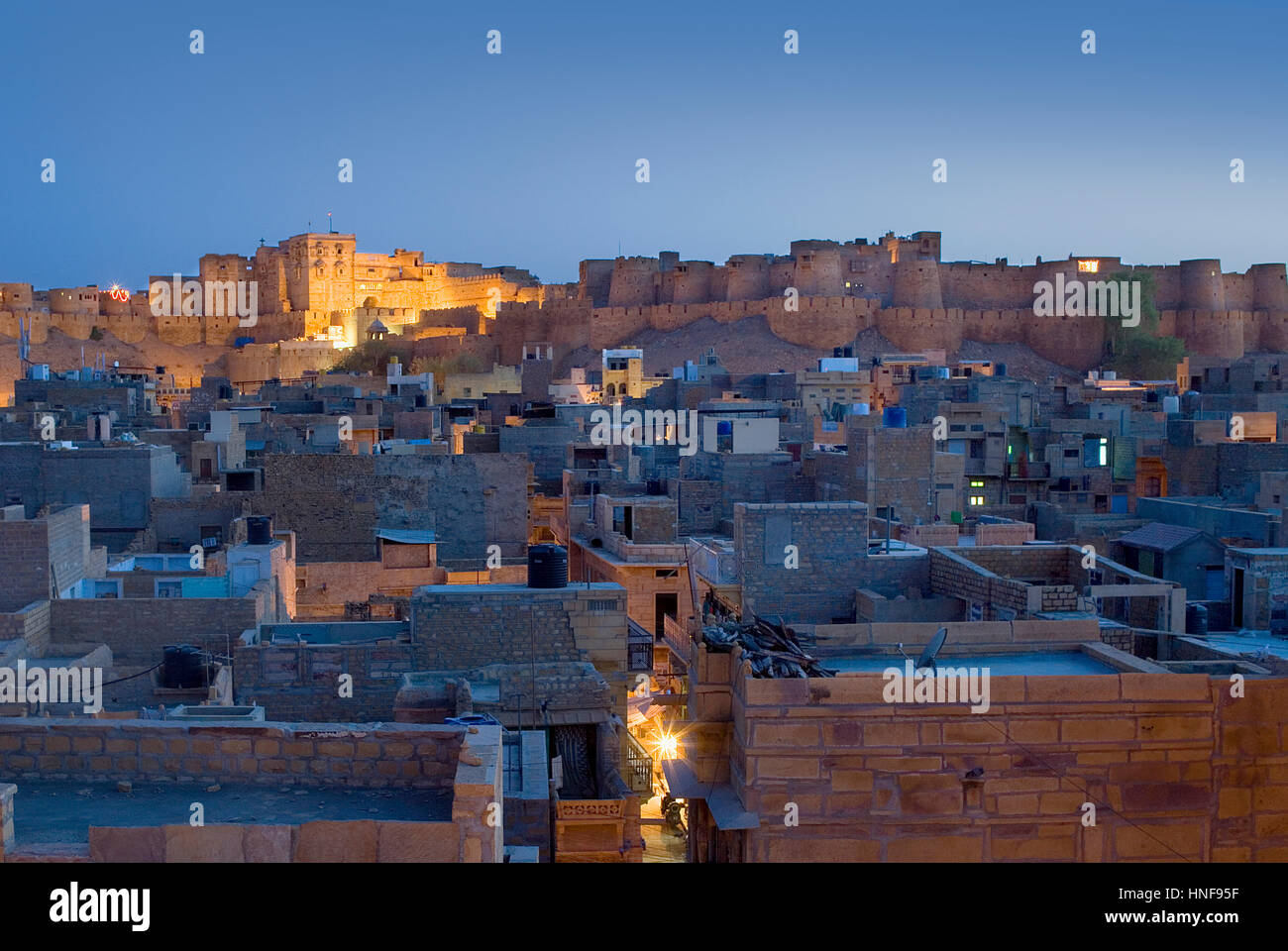 Panorama, Townscape, Fort and rooftops of the city, Jaisalmer ...