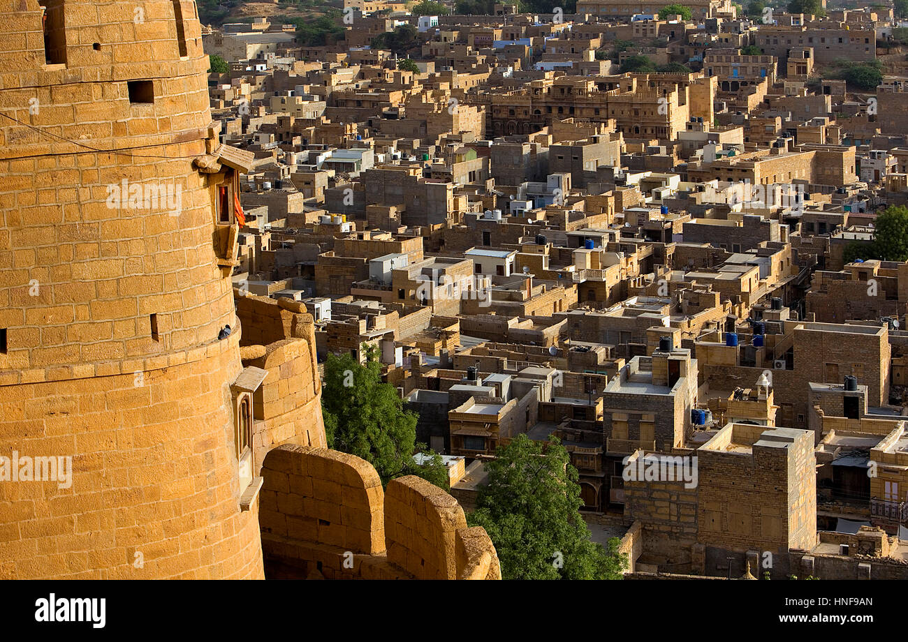 Panorama, Aerial view, townscape, Rampart of the fort and city rooftops ...