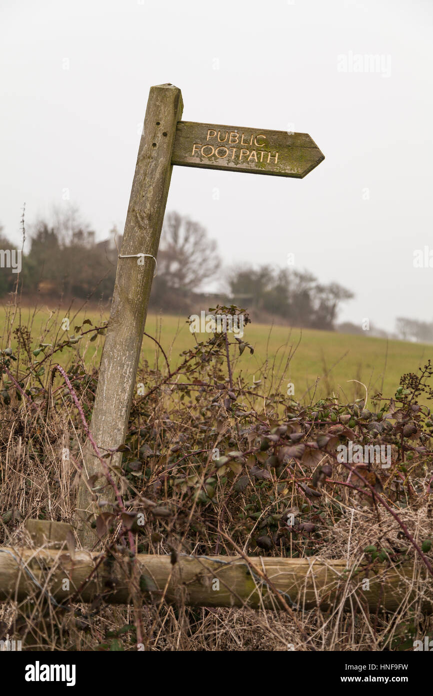 Public Footpath Sign Falling Over Stock Photo - Alamy