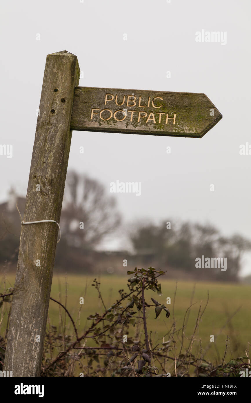 Public Footpath Sign Falling Over Stock Photo - Alamy