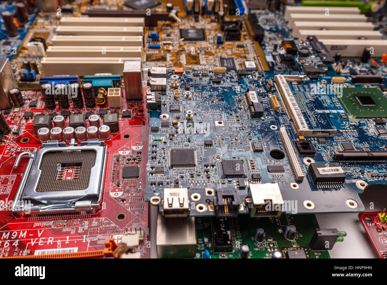 Many circuit board with electronic components Stock Photo - Alamy