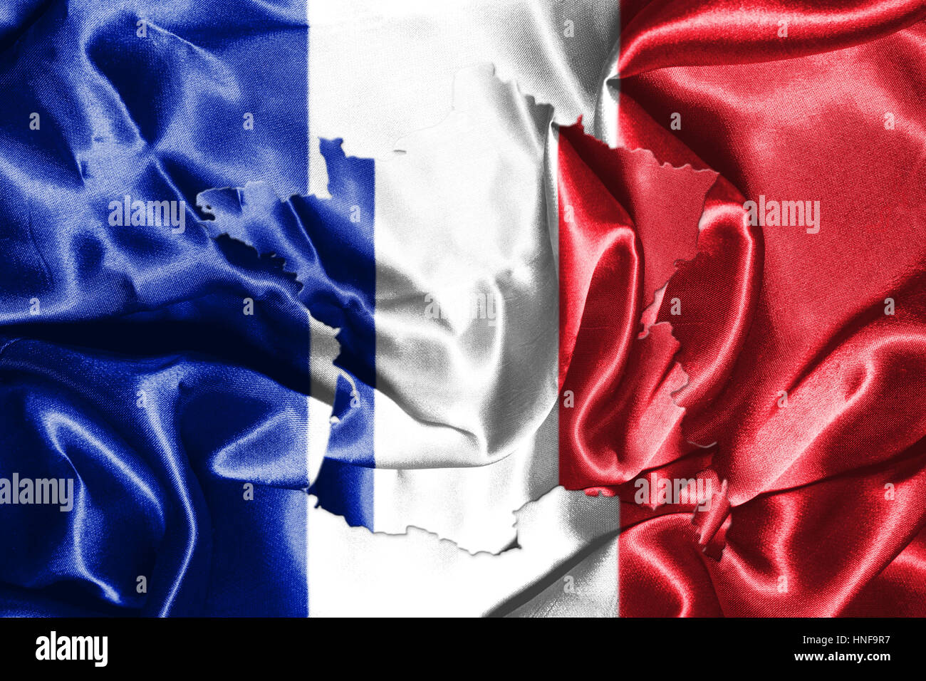 National Flag Of France Waving in the Wind With French Map On It 3D ...