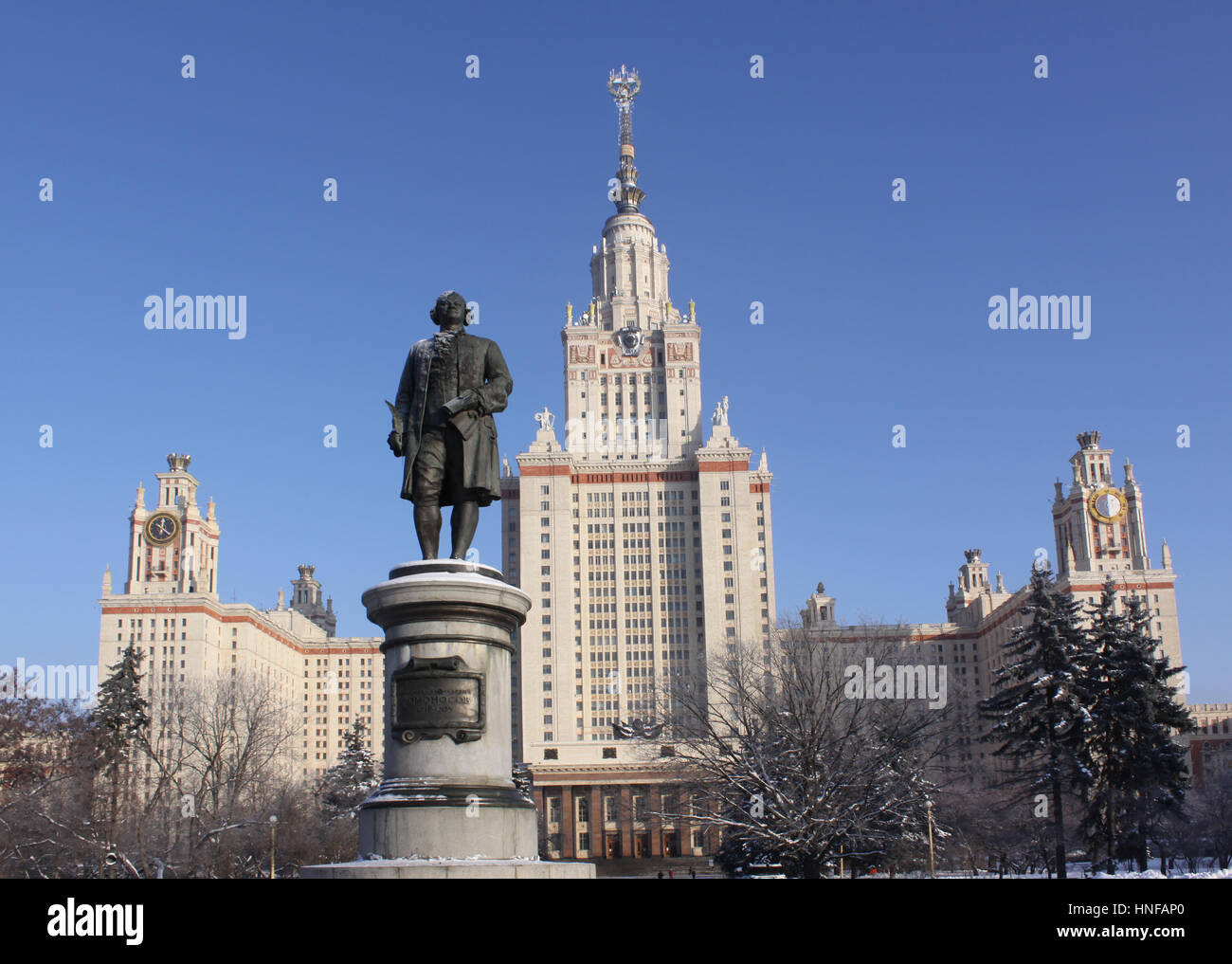 Moscow university building and monument of founder Stock Photo - Alamy