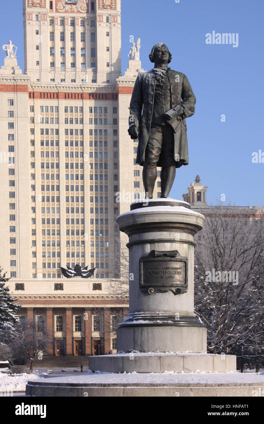 Moscow university building and monument of founder Stock Photo - Alamy