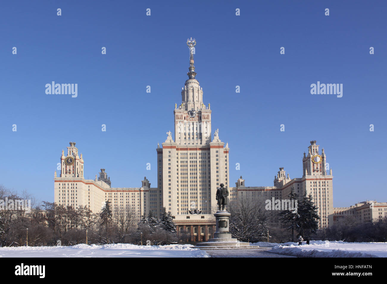 Moscow university building and monument of founder Stock Photo - Alamy