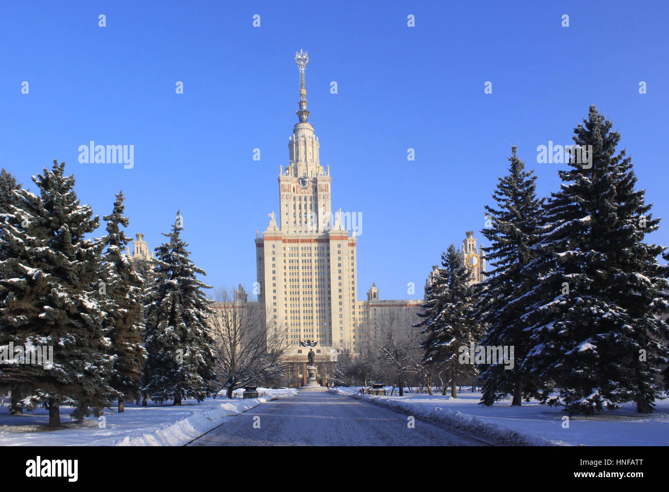 Moscow university building and monument of founder Stock Photo - Alamy