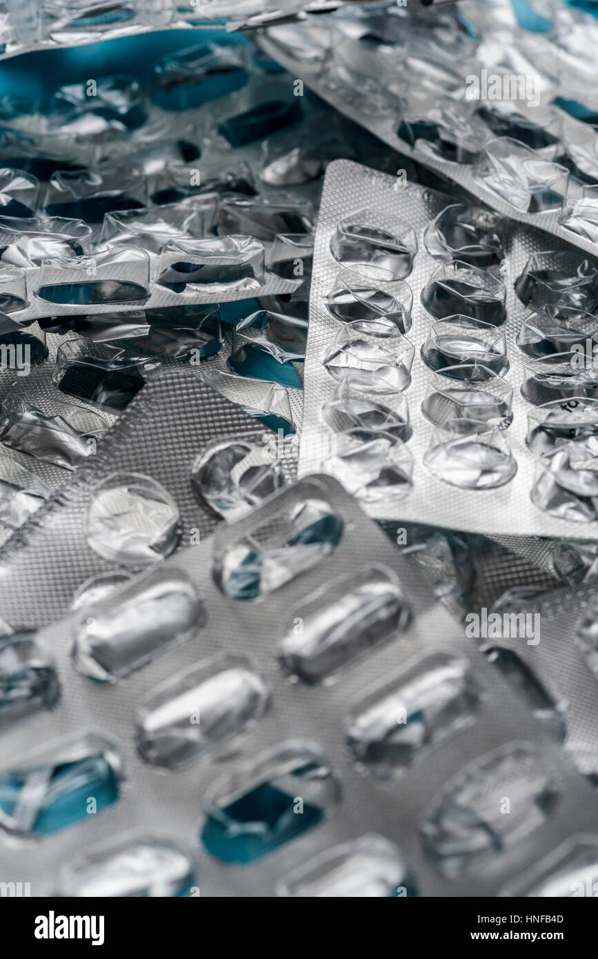 Empty foil blister packs Stock Photo - Alamy