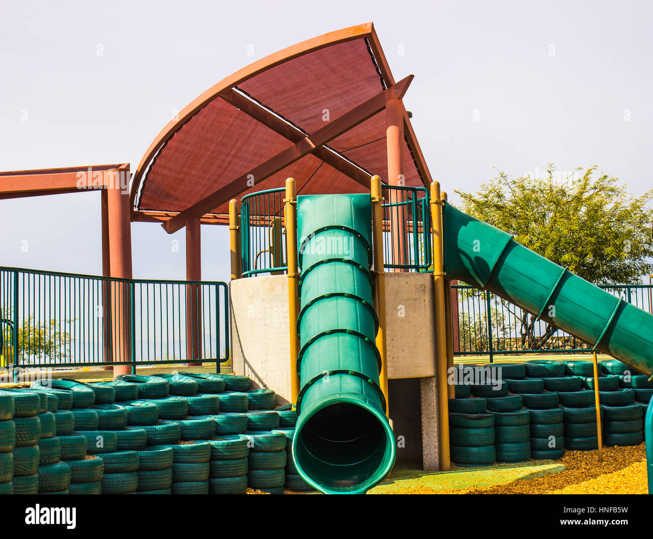 Multiple Tube Slides At Kids Park Stock Photo - Alamy