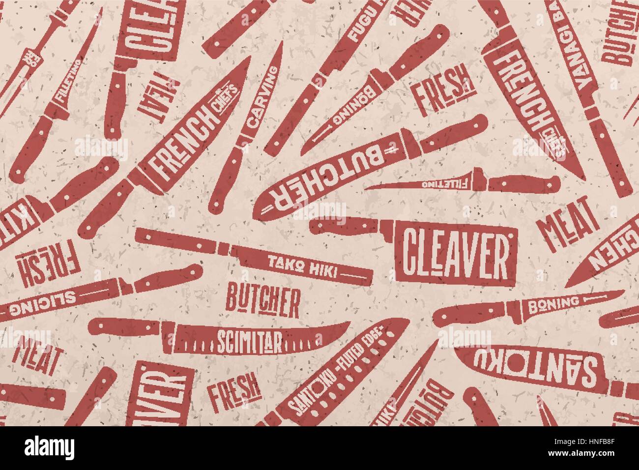 Seamless pattern and background of Meat, Fish cutting knives Stock ...