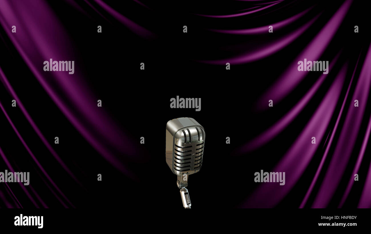 3D Illustration Abstract Purple Background with Microphone Stock Photo ...