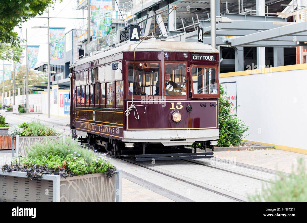 Vintage style tram on the Christchurch Tramway offers a unique city ...