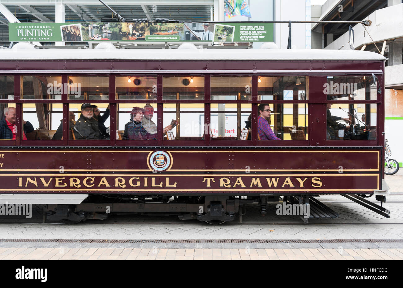 Vintage style tram on the Christchurch Tramway offers a unique city ...