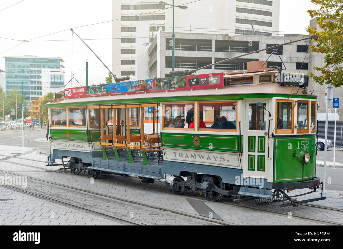 Vintage style tram on the Christchurch Tramway offers a unique city ...