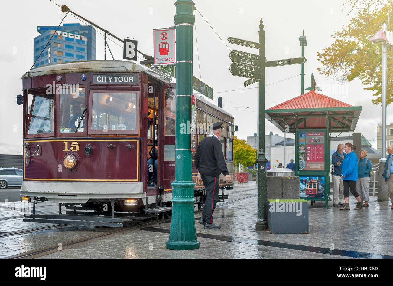 Vintage style tram on the Christchurch Tramway offers a unique city ...