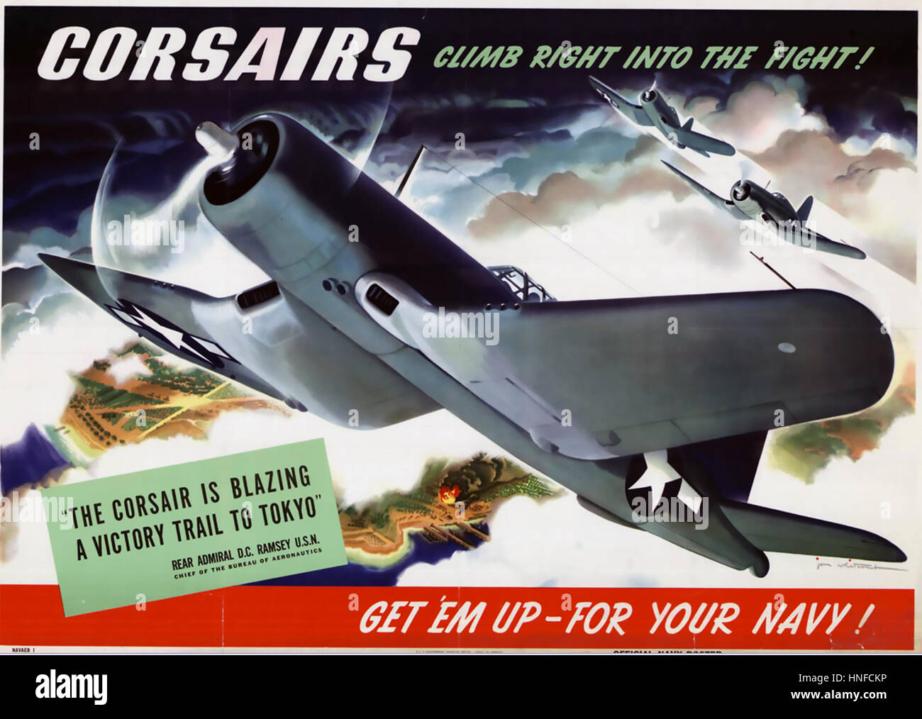 CHANCE VOUGHT F4U CORSAIR poster about 1943 Stock Photo - Alamy