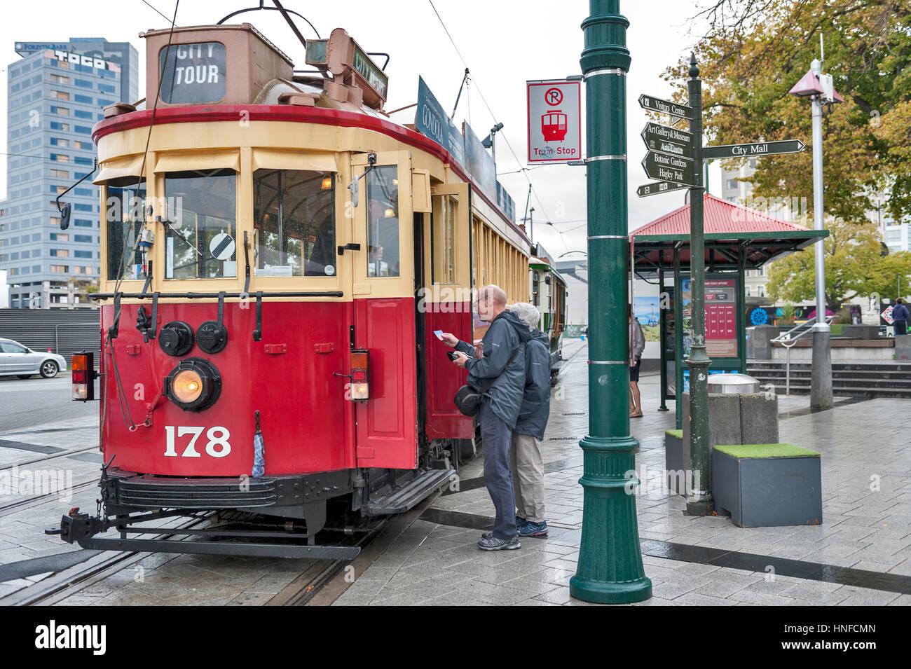 Vintage style tram on the Christchurch Tramway offers a unique city ...