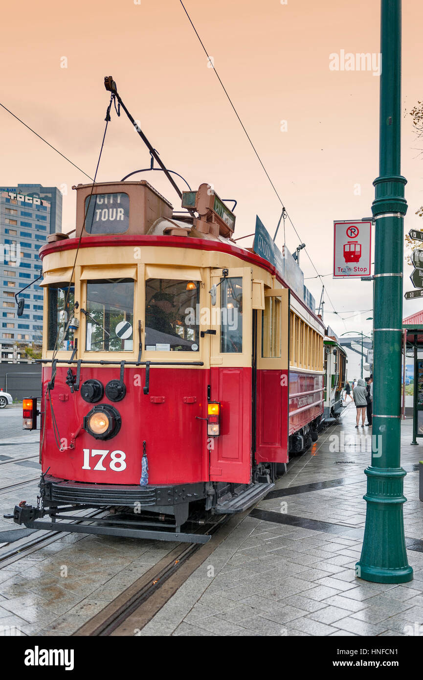 Vintage style tram on the Christchurch Tramway offers a unique city ...