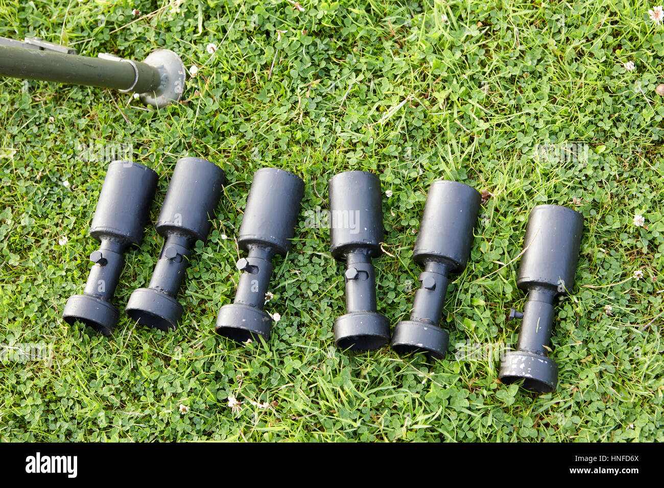 replica mortar rounds which contain shotgun shells for reinactment ...