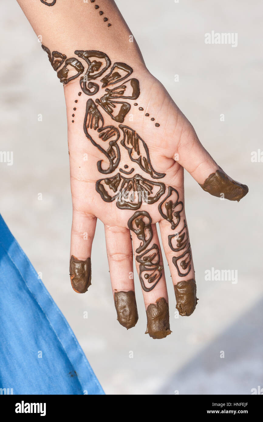 Indian girls with mehndi on hands.Mehndi is the application of henna as ...