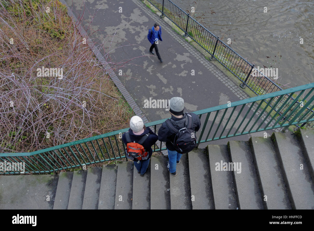concrete cityscape tourists people watching local walking Stock Photo ...