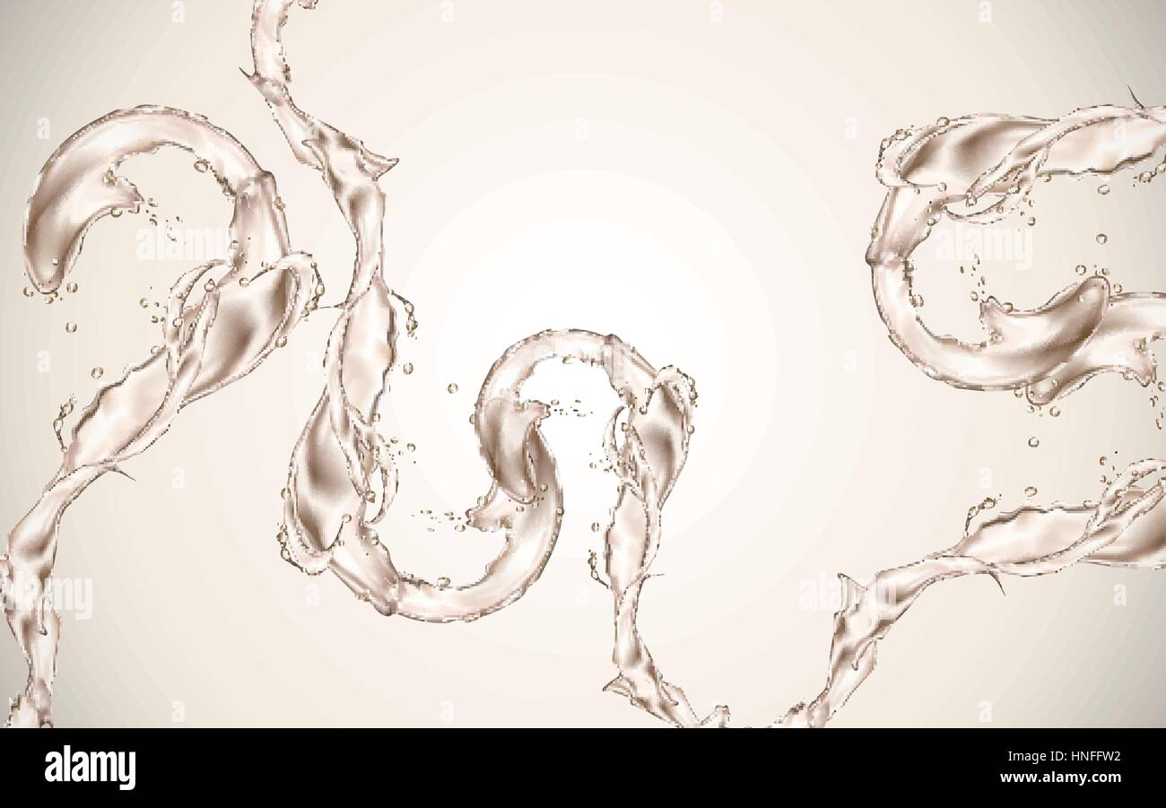 bending transparent liquid flow effect, isolated white background, 3d ...