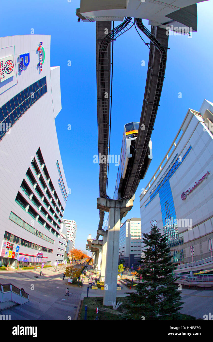 Tama Monorail Traveling in Tachikawa city Tokyo Japan Stock Photo - Alamy