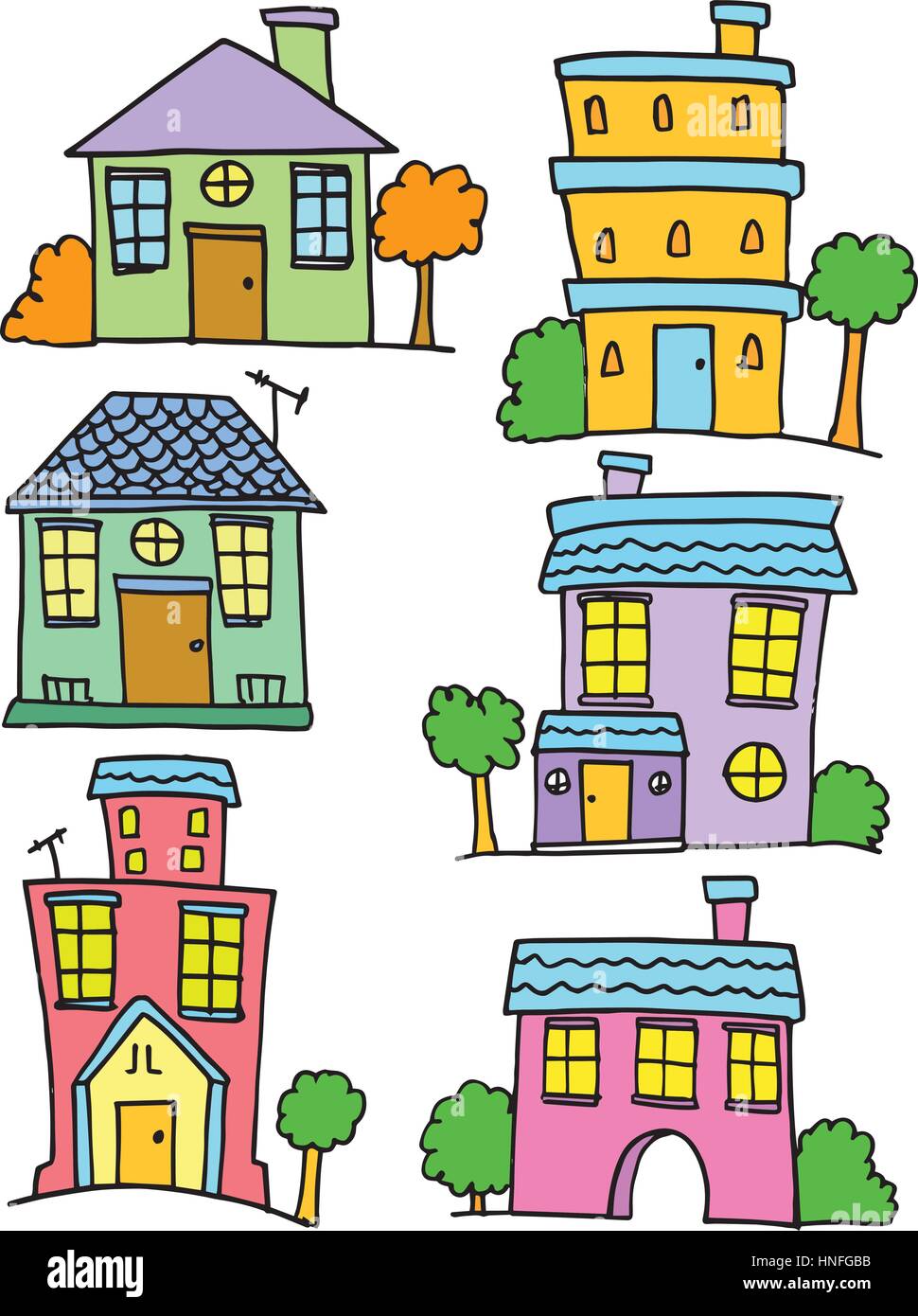 Collection of house set doodles vector art Stock Vector Image & Art - Alamy
