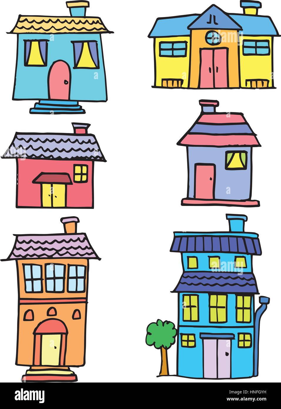 Doodle of house colorful set vector collection stock Stock Vector Image ...