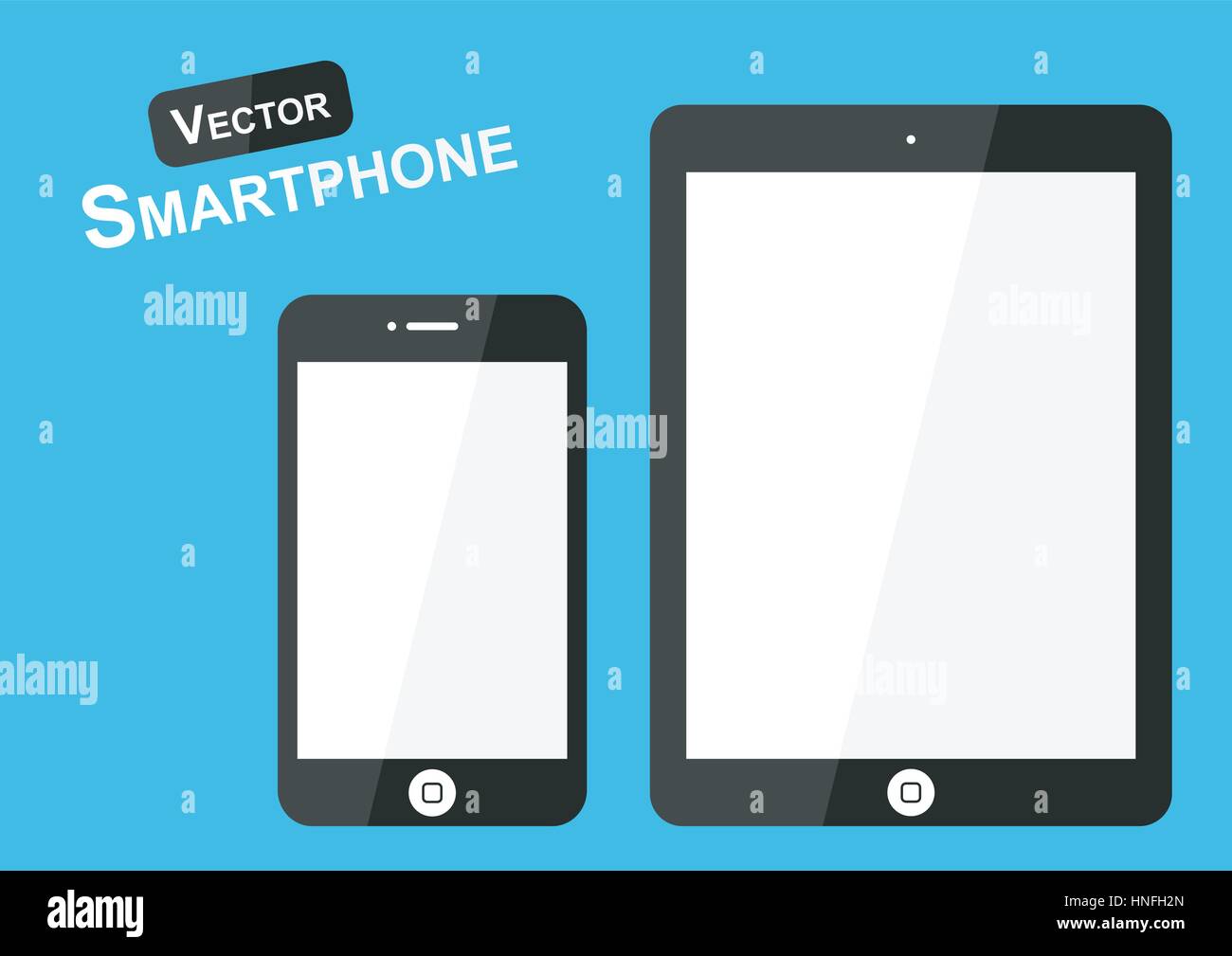Smart phone vector ( Flat design ) on blue background ( high tech ...