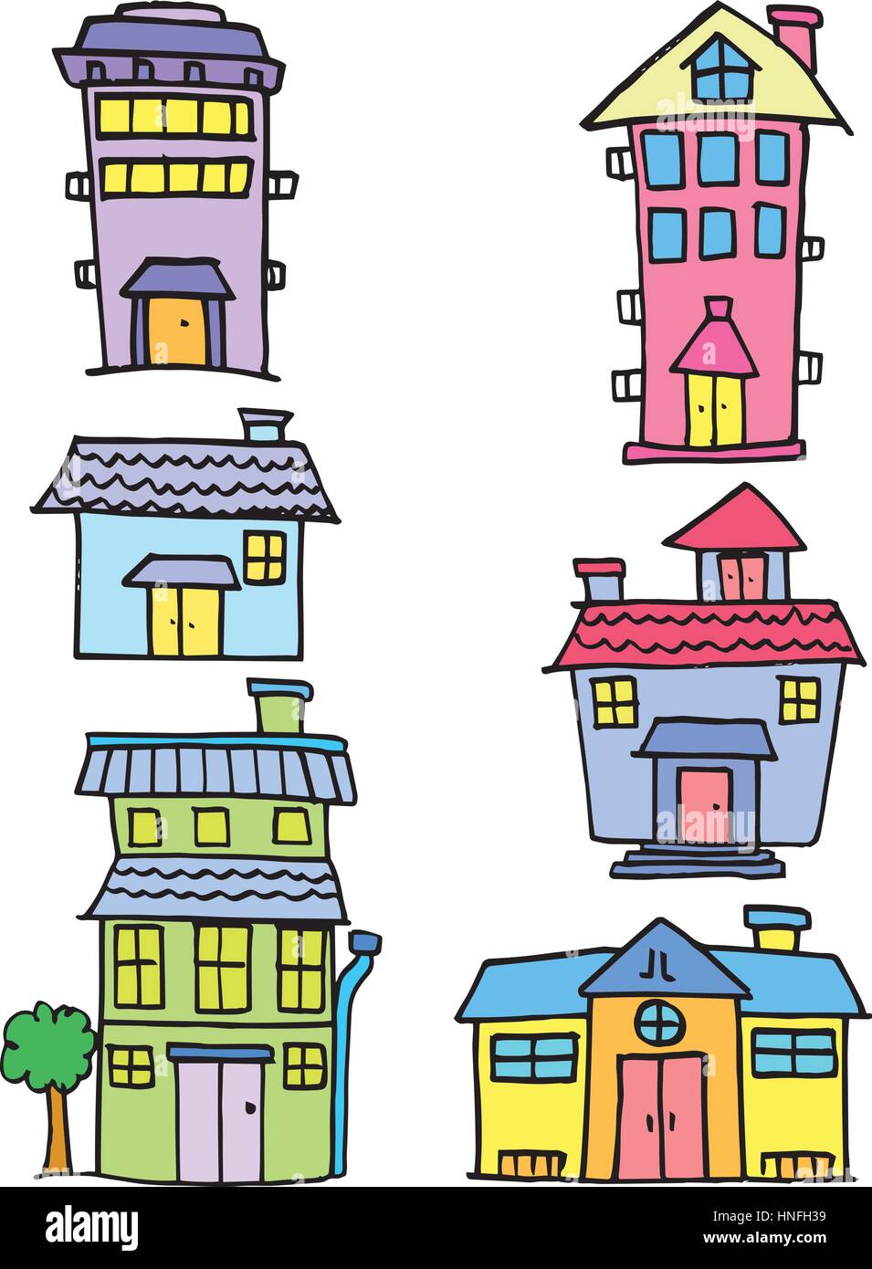 Collection of house set vector art design cartoon Stock Vector Image ...