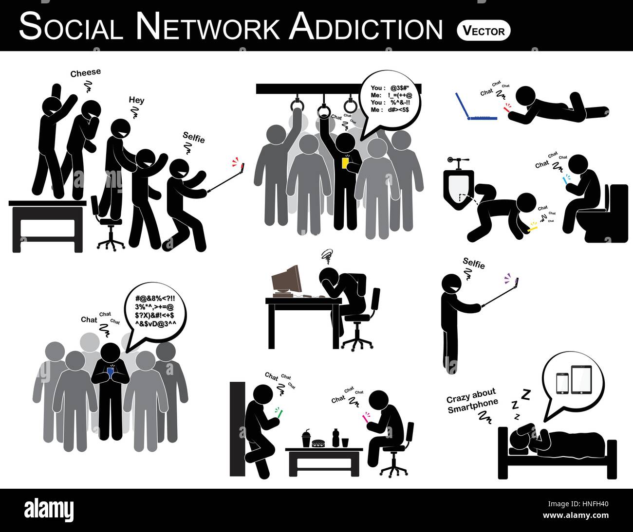 Addiction social media office Stock Vector Images - Alamy