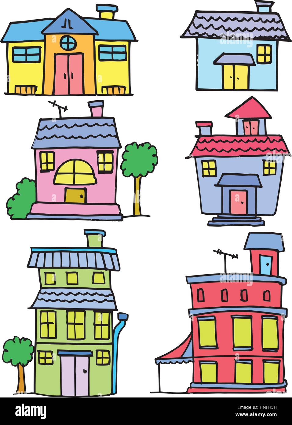 Collection stock of house colorful cartoon vector art Stock Vector ...