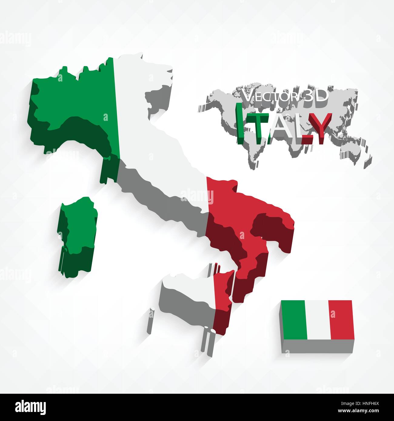 Italy 3D ( Italian Republic ) ( flag and map ) ( transportation and ...