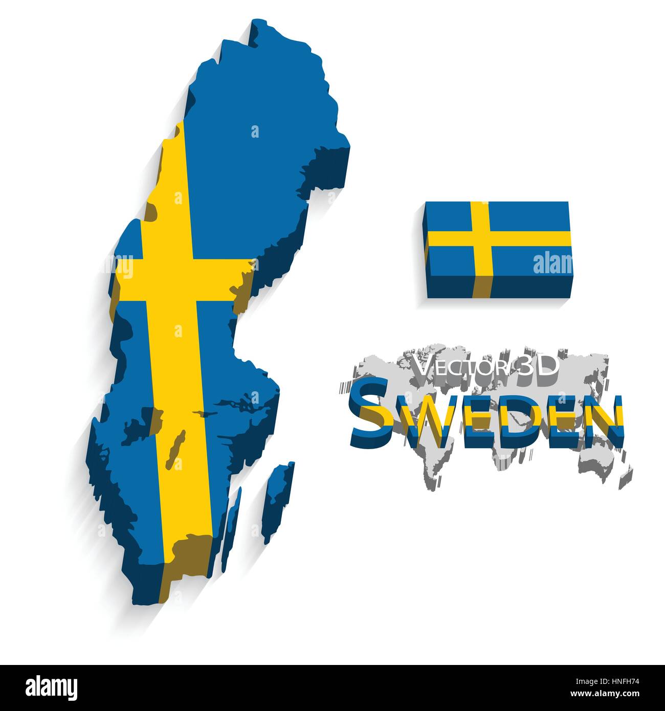 Kingdom of Sweden 3D ( flag and map ) ( transportation and tourism ...