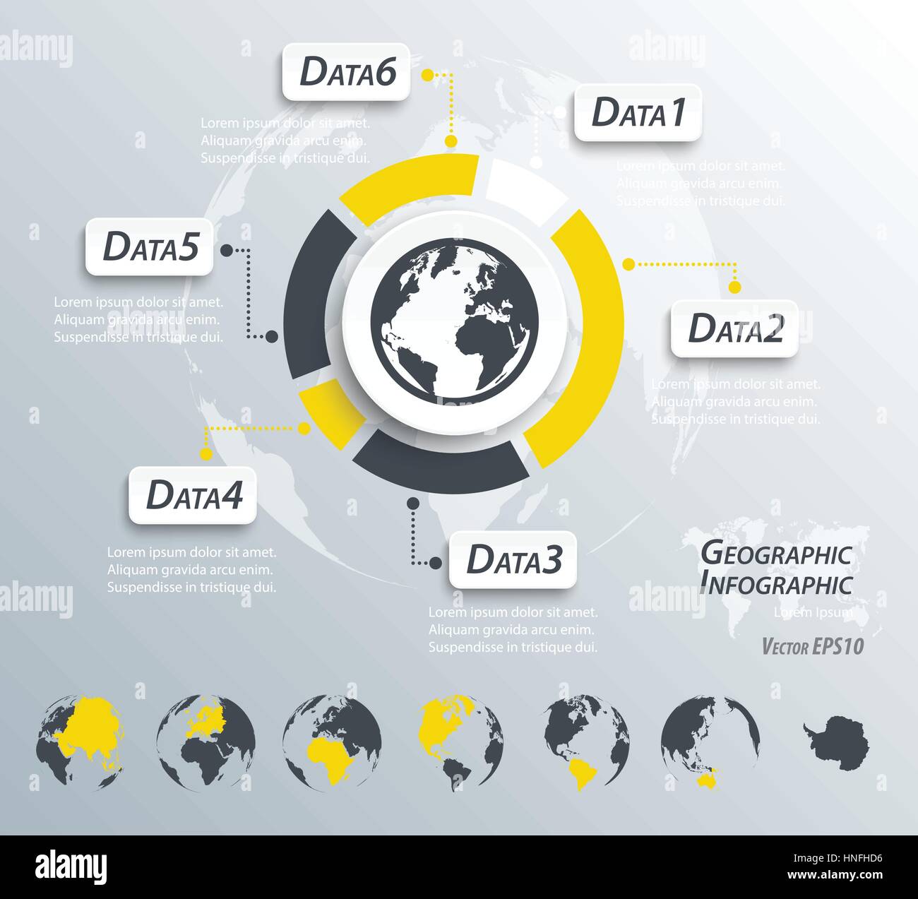 Geographic Infographics ( world and continent map Stock Vector Image ...