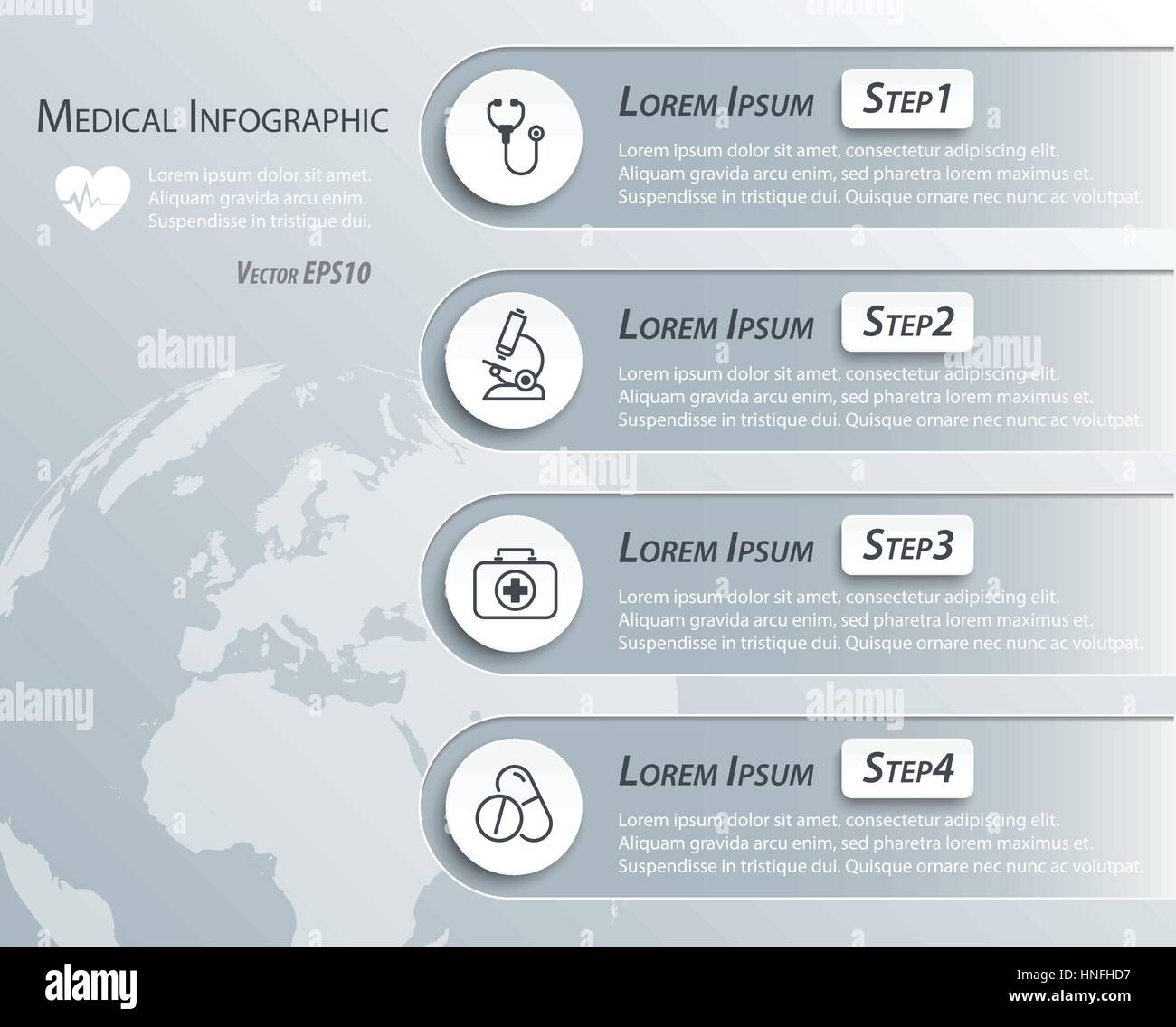 Medical Infographics with line icon , world map Stock Vector Image ...