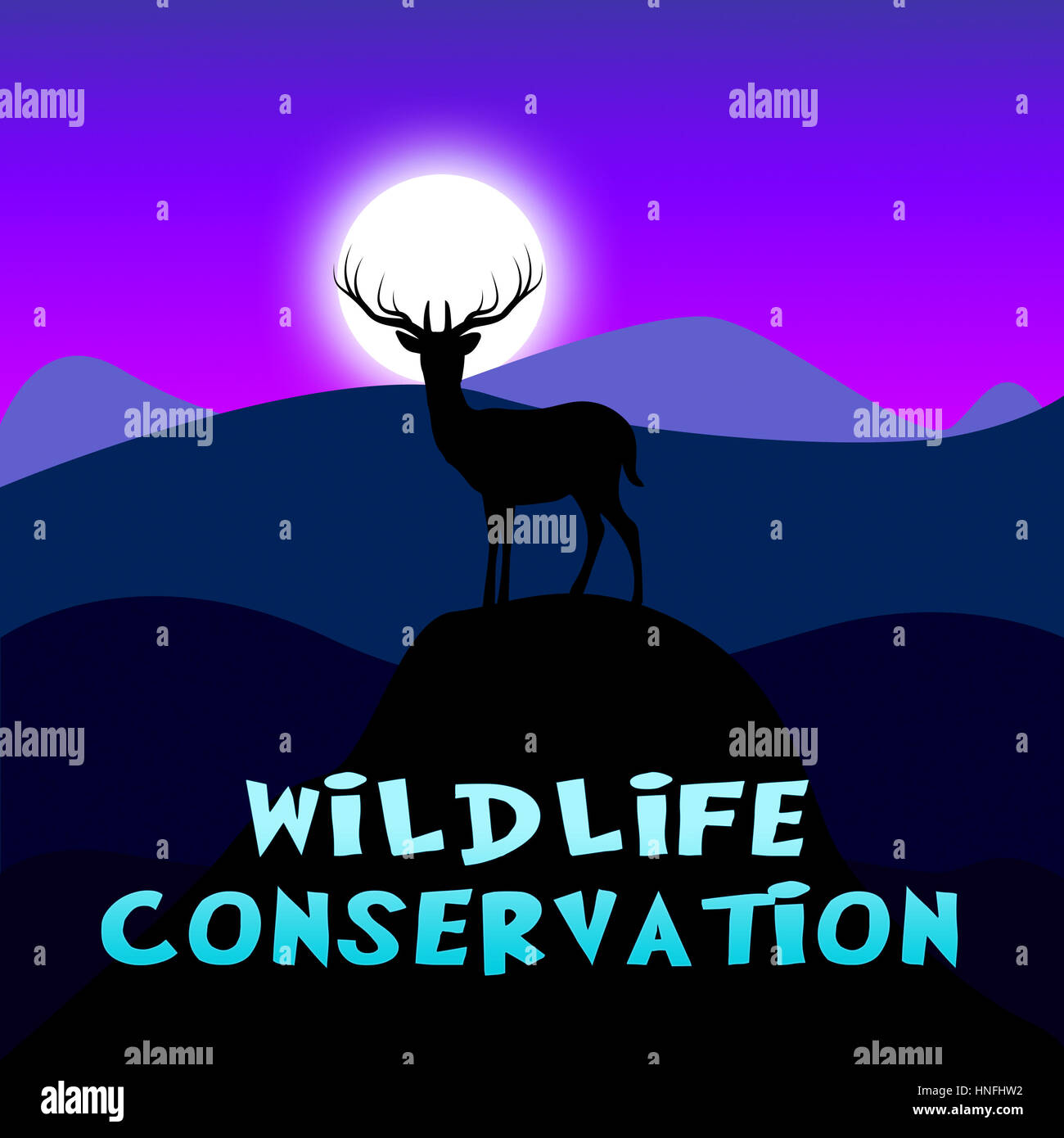 Wildlife Conservation Mountain Scene Showing Animal Preservation 3d ...