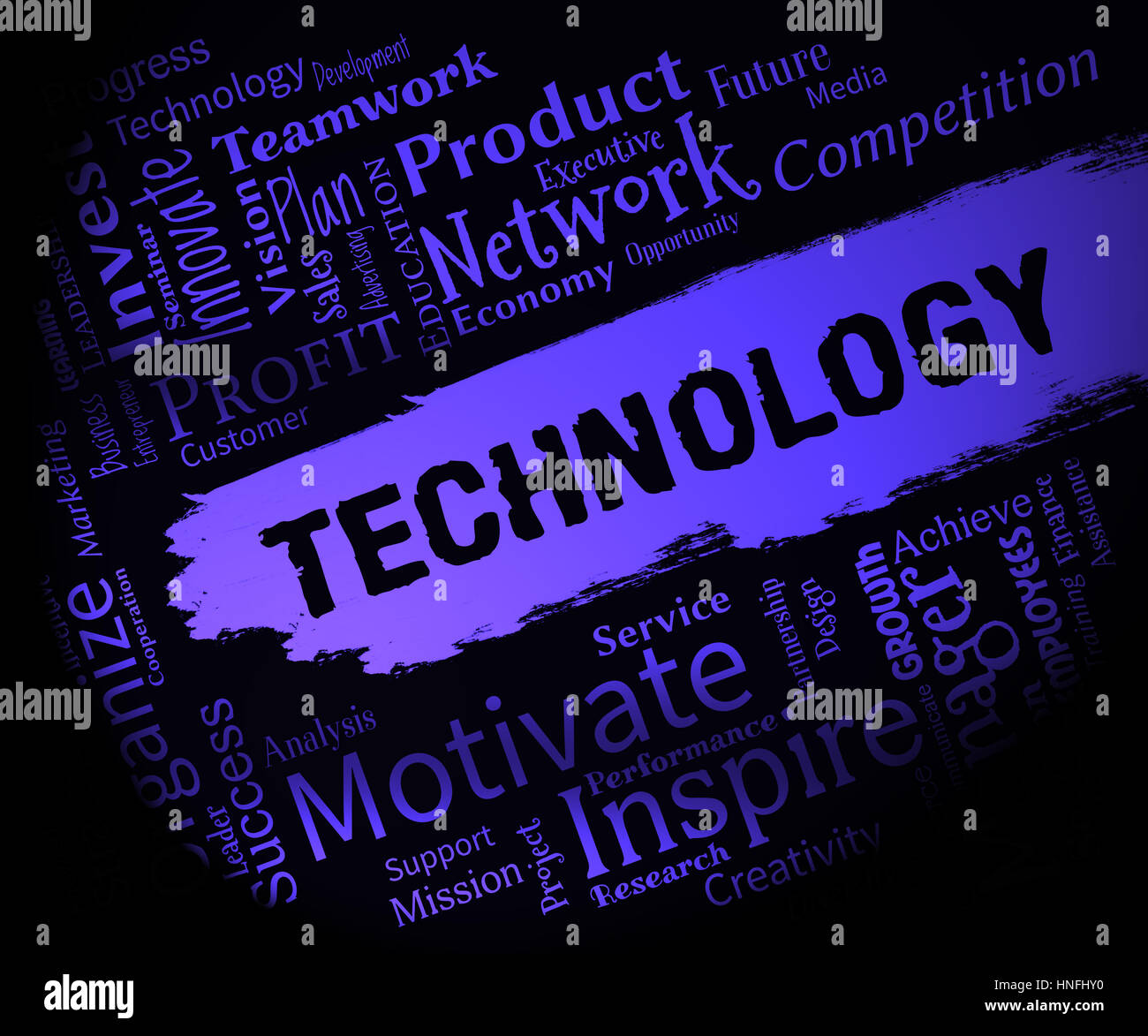Technology Words Represents Electronics Digital And Hi Tech Stock Photo ...