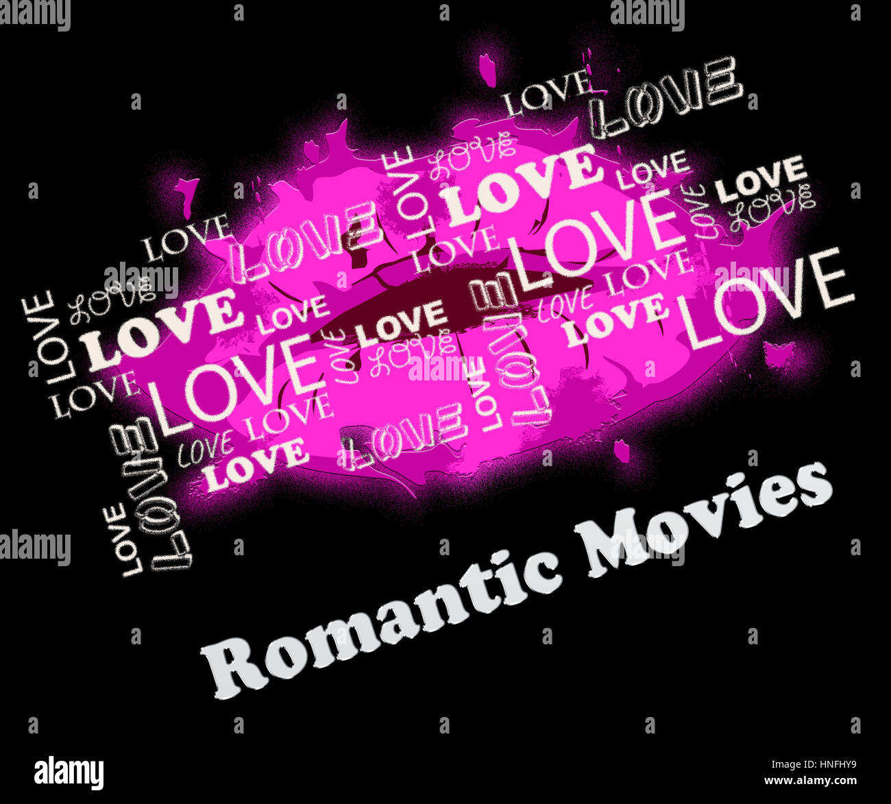 Romantic Movies Lips Showing Romance Films And Videos Stock Photo - Alamy