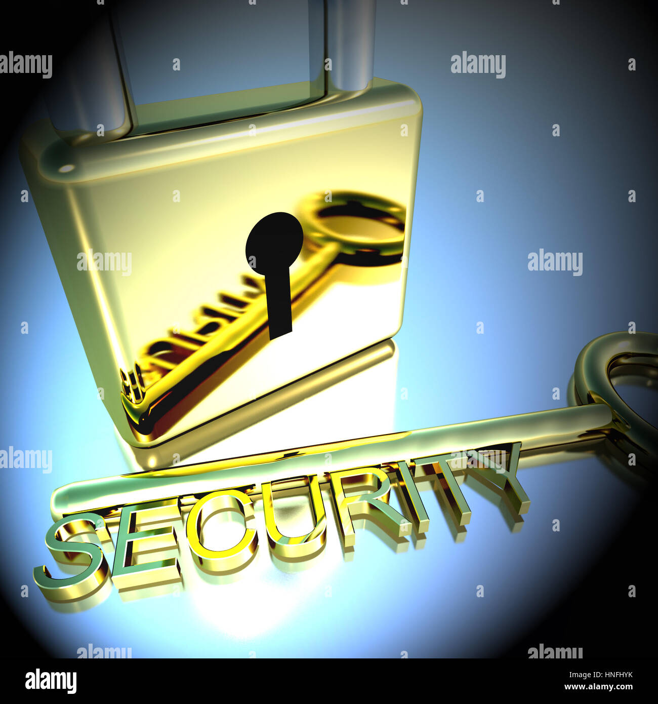 Padlock With Security Key Showing Protection Encryption Or Safety 3d ...