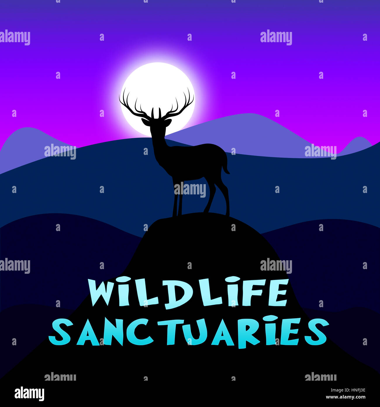 wildlife Sanctuaries Mountain Scene Shows Animal Reservation 3d ...