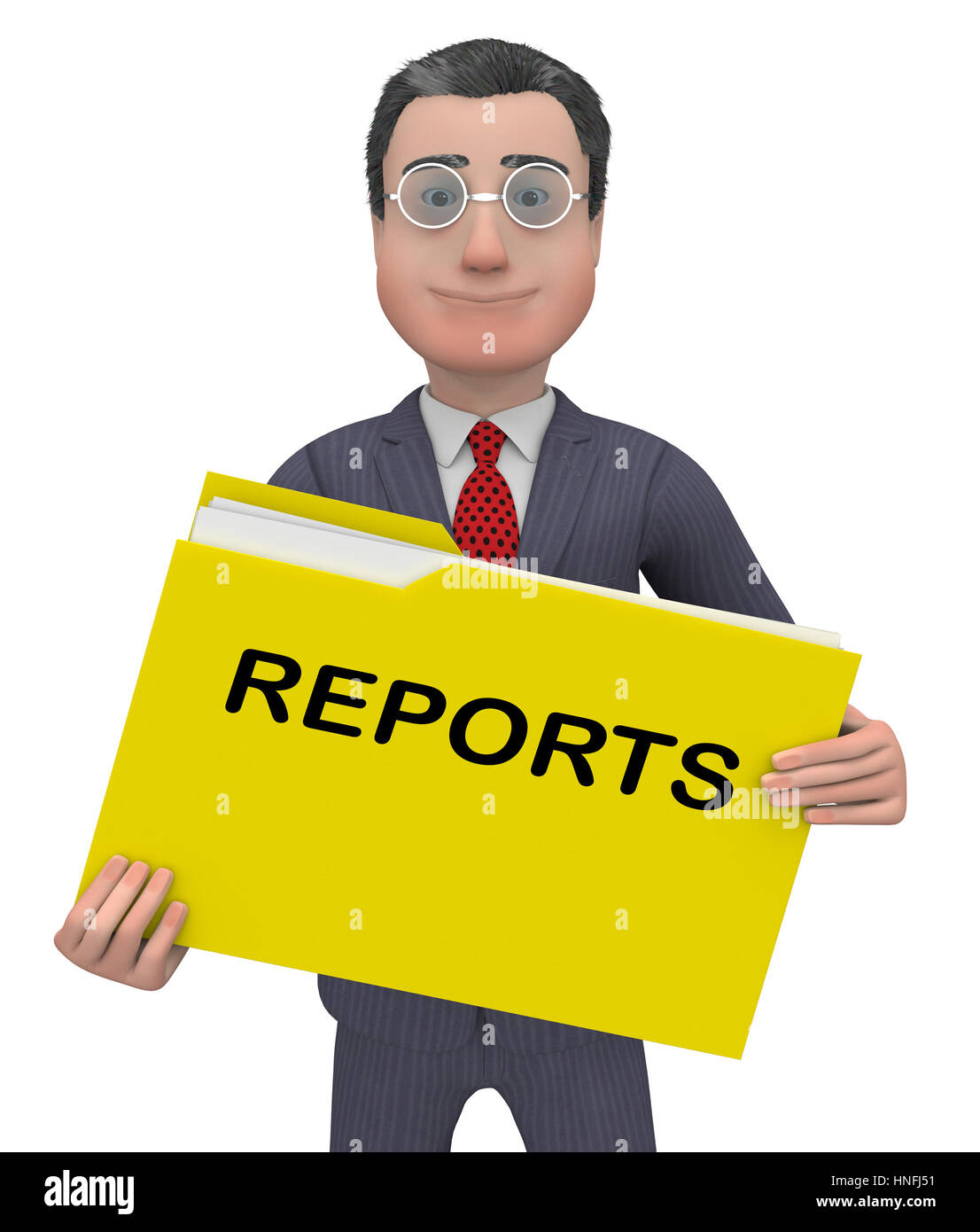 Reports Character Holding Folder Represent Reported Information 3d ...