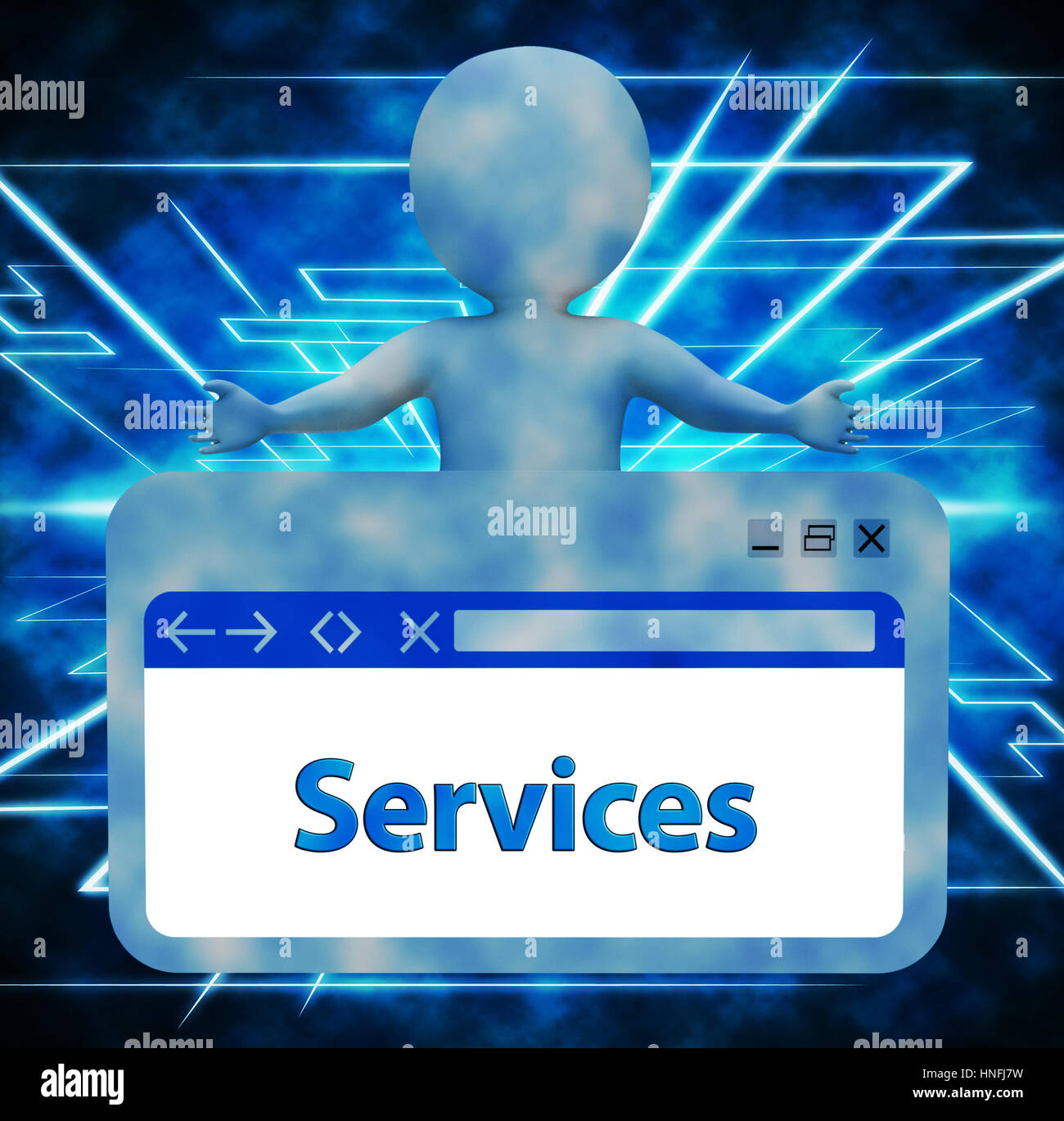 Services Webpage Character Showing Help Desk 3d Rendering Stock Photo ...