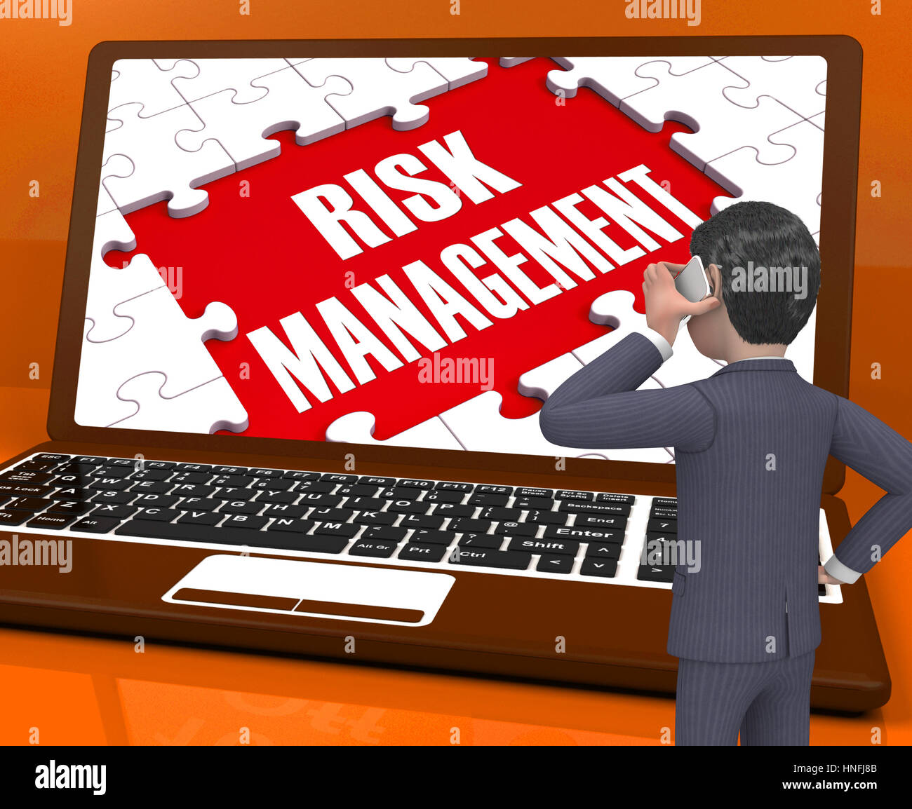 Risk Management On Laptop Showing Risky Analysis 3d Rendering Stock ...