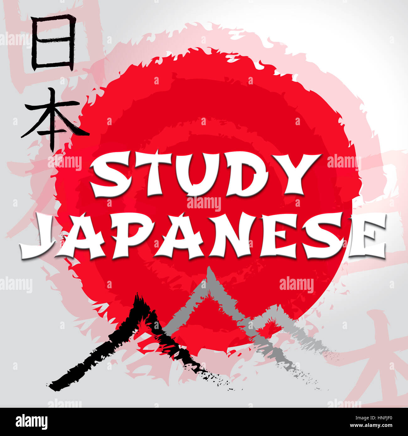 Study Japanese Mountain And Sun Symbols Indicating Japan Language And ...