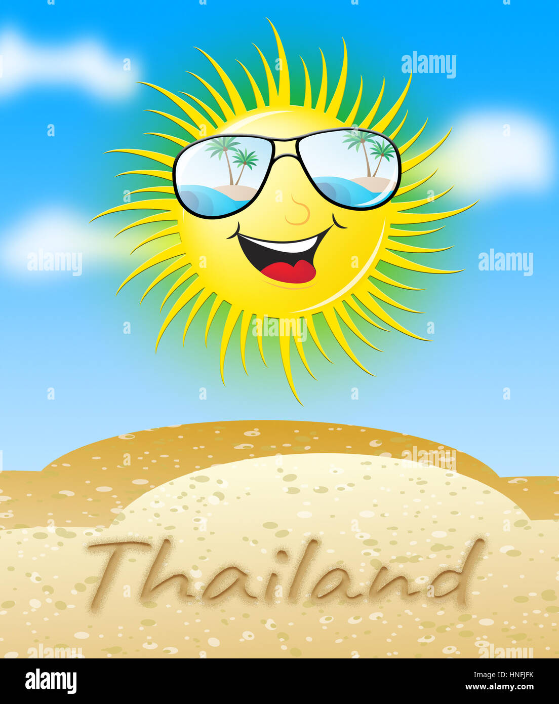 Thailand Sun With Glasses Smiling Meaning Sunny 3d Illustration Stock ...